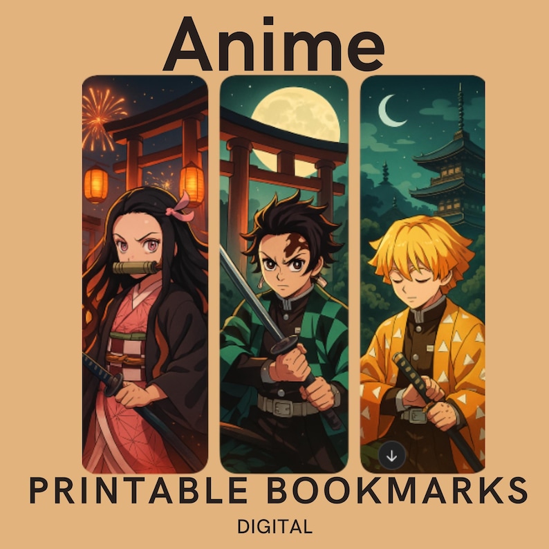 Demon Slayer Anime Bookmarks: Manga Fan Art, Kawaii Stationery Shonen ...