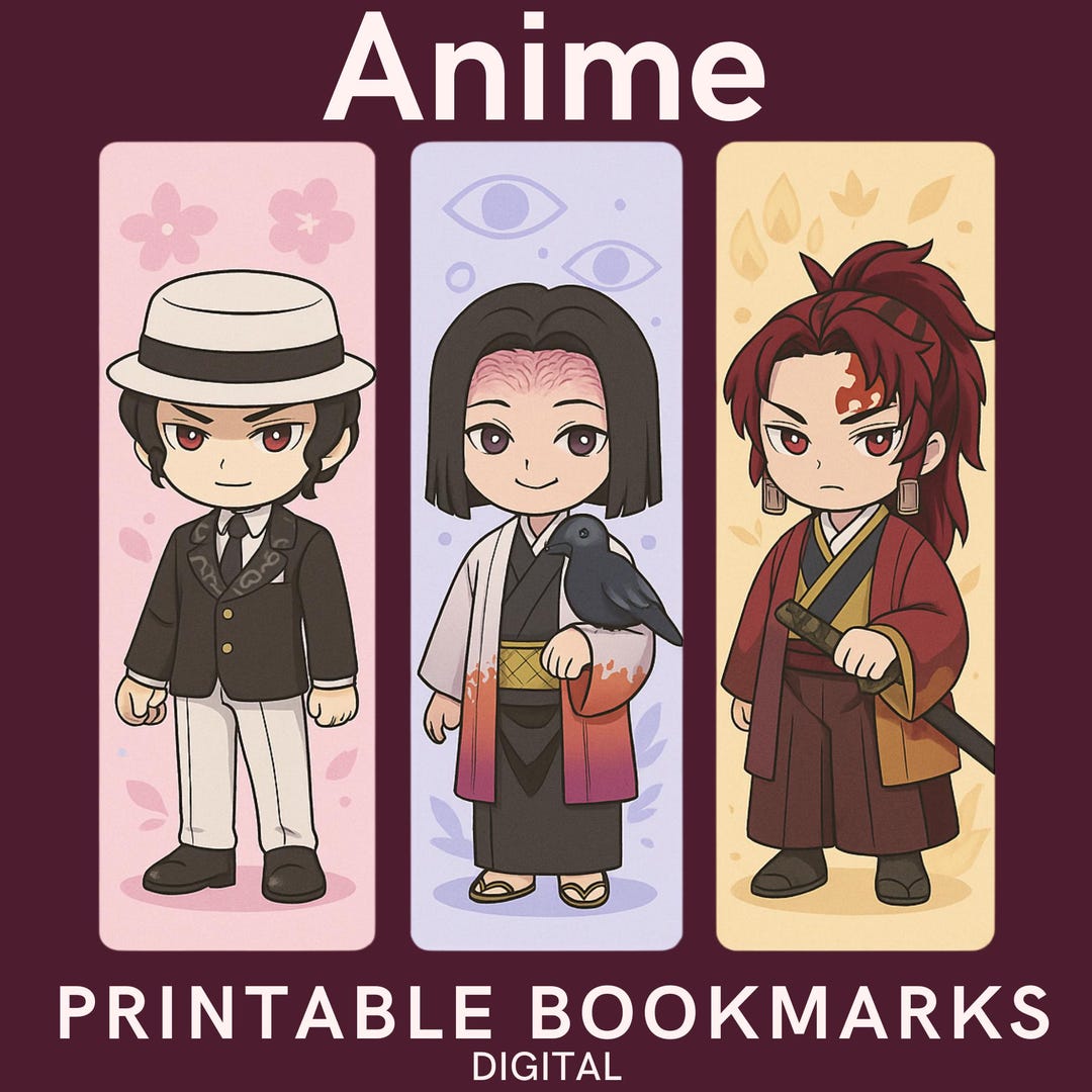Demon Slayer Bookmarks – Chibi Muzan Gyokko Hantengu Set – Printable ...