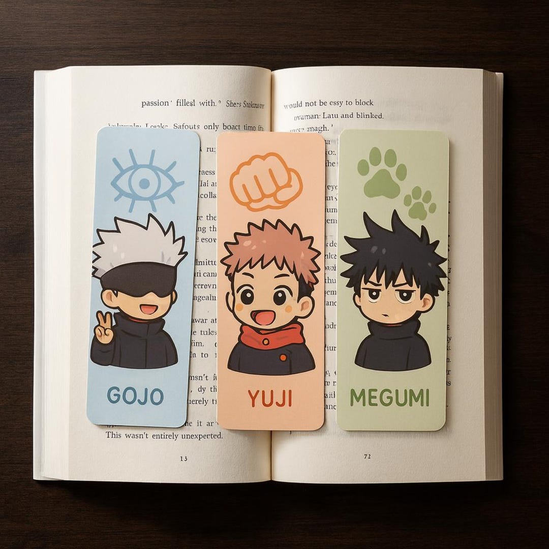 Jujutsu Kaisen Bookmarks Set– Chibi Gojo Yuji Megumi Set – Printable ...