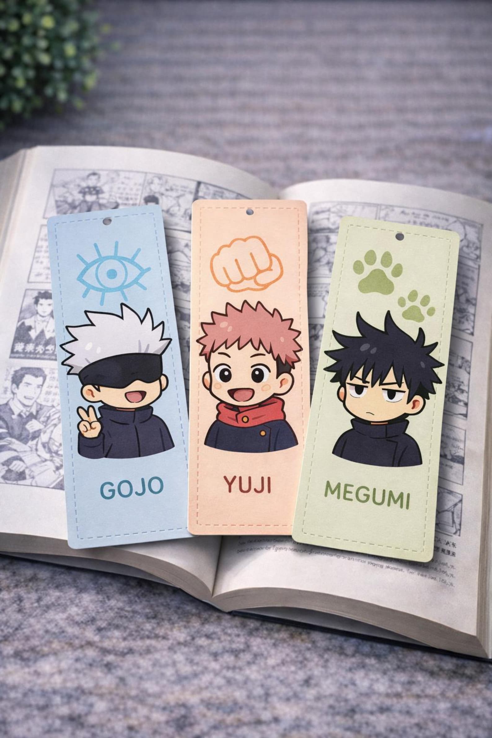 Jujutsu Kaisen Bookmarks Set– Chibi Gojo Yuji Megumi Set – Printable ...