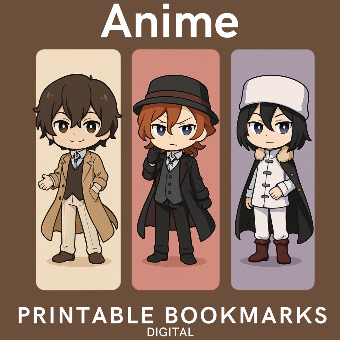 Bungo Stray Dogs Bookmarks – Chibi Dazai, Chuuya, Fyodor (printable ...