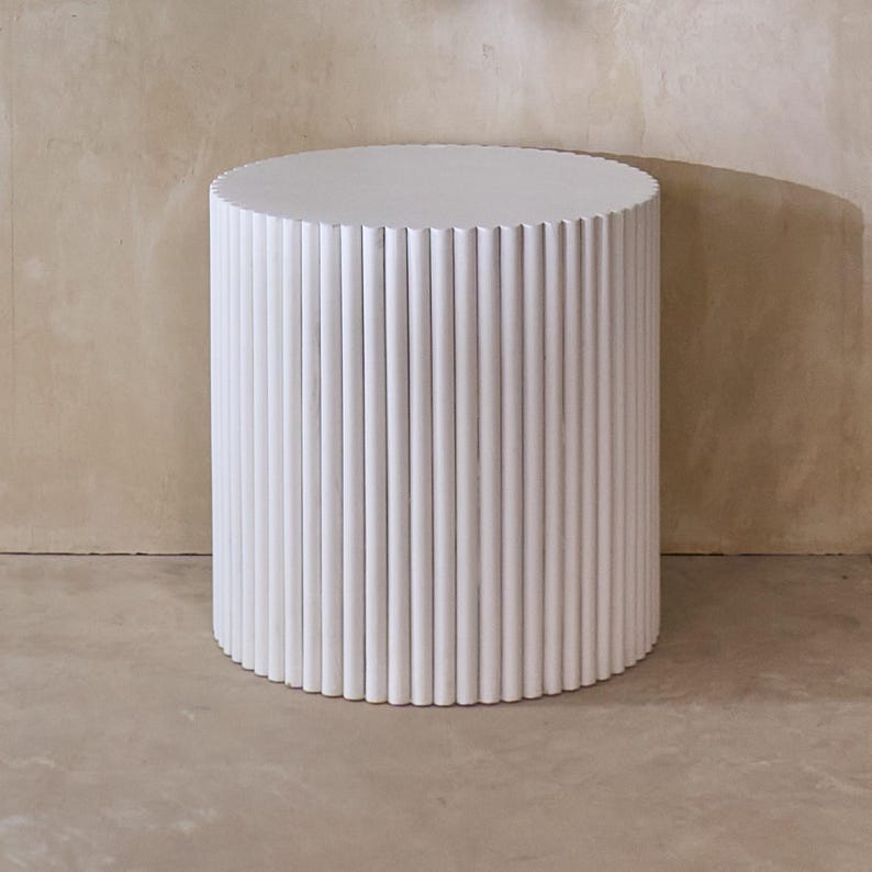 Salta Scalloped Side Table – Hand-carved Accent Table – Organic Modern ...