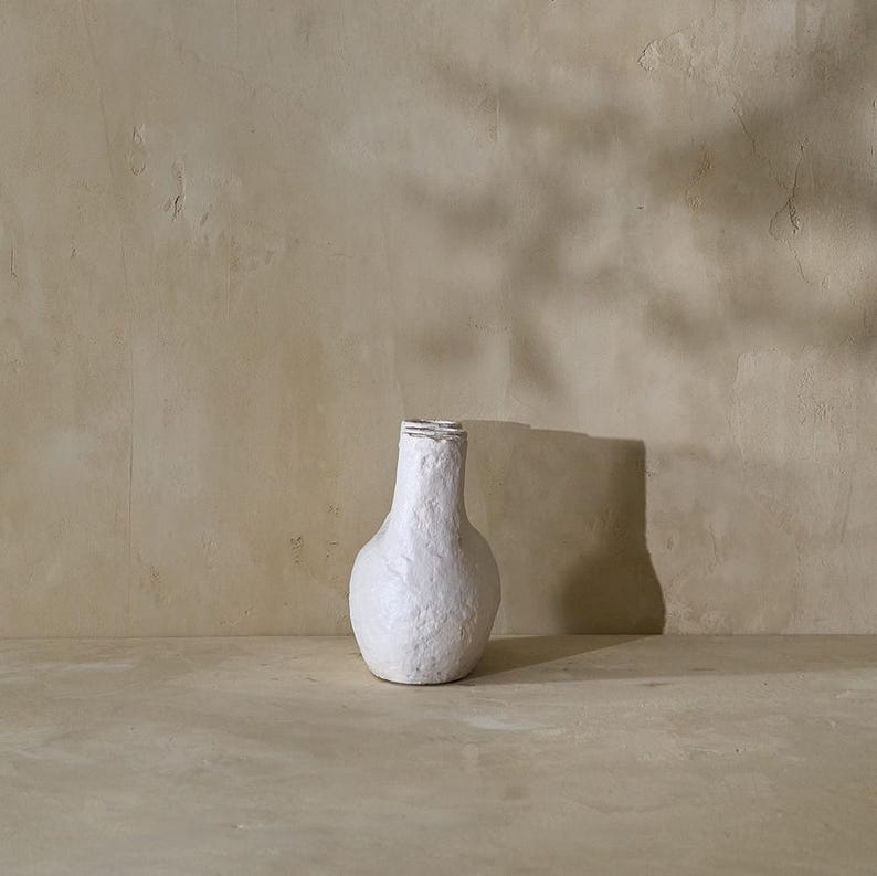 Handmade Paper Mache Vase - Organic Triple Opening Vessel - Modern ...