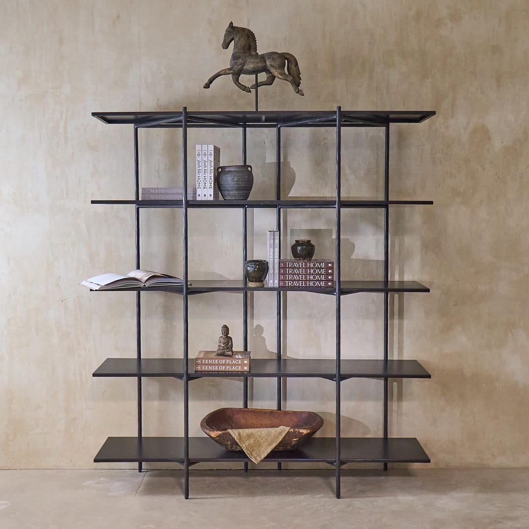 Monaco Forged Iron Bookshelf – Industrial Shelving – Sculptural ...