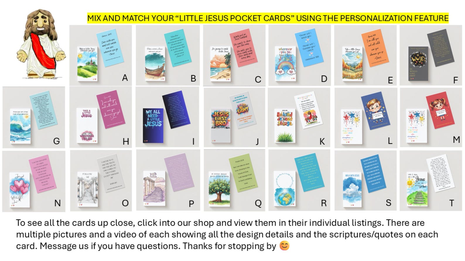 Mini Jesus Figurine, Little Jesus Pocket Cards, Church Party Favors ...