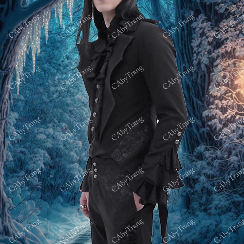 Men's Steampunk Victorian Tuxedo Black Pirate Gothic Tailcoat Vampire ...