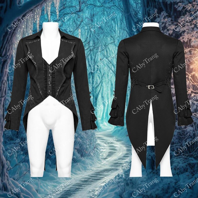 Men's Steampunk Victorian Tuxedo Black Pirate Gothic Tailcoat Vampire ...