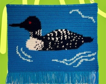 Crochet Color Work Tapestry Loon Pattern - Etsy