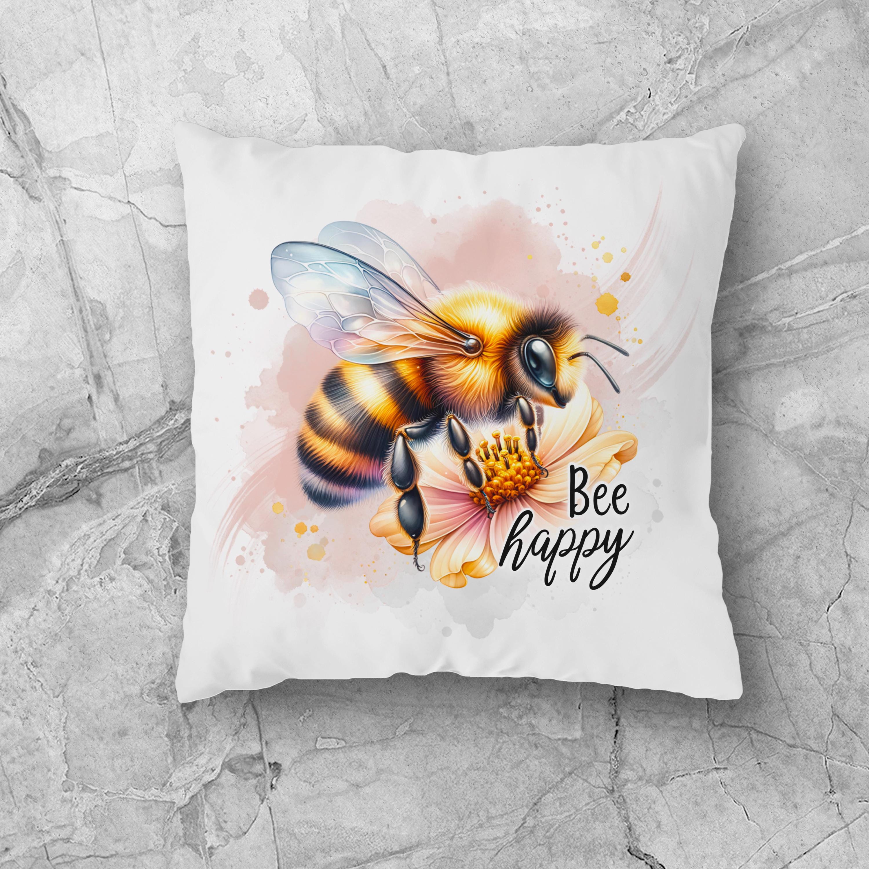 Bee Happy PNG, Cute Watercolor Bee Art JPG, Printable Bee Clipart, Cute ...