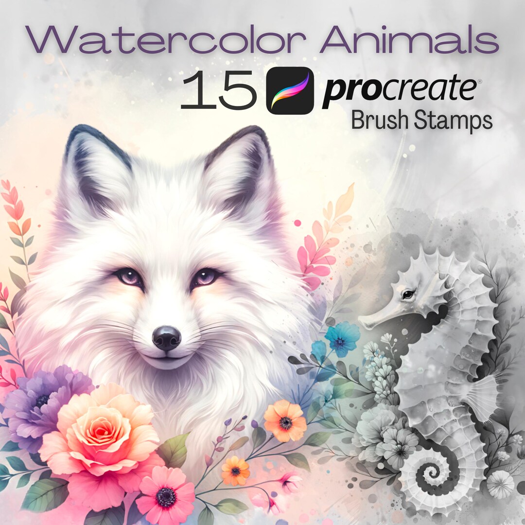 Animal Procreate Stamp Brushes, Beautiful Watercolor Animals With ...