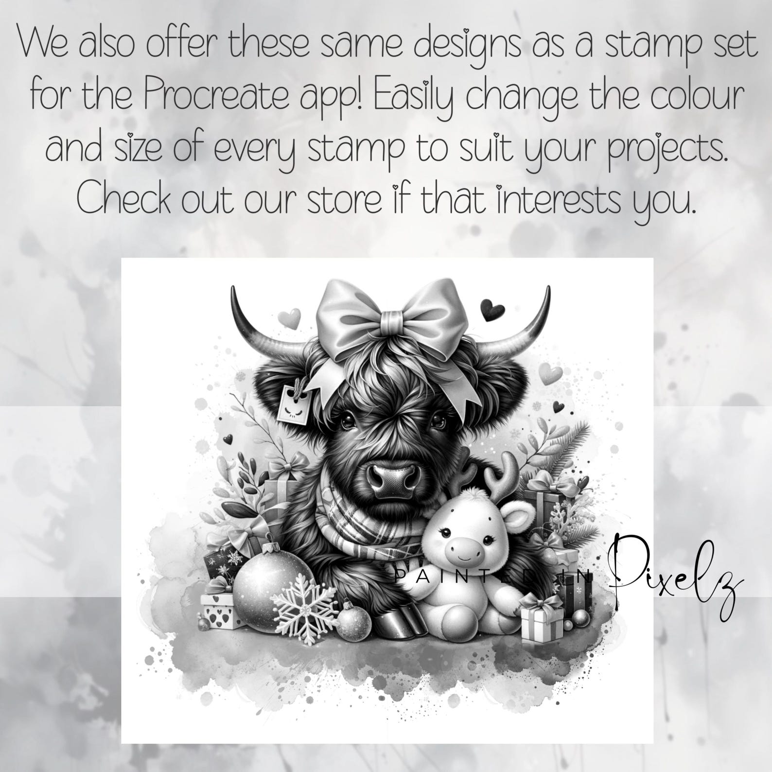 Watercolor Pink Christmas Highland Cows PNG Bundle | Cute Coquette ...