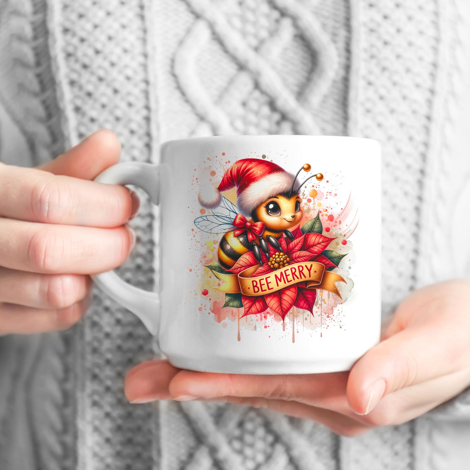 Bee Merry Christmas PNG, 4000px 300dpi Festive Bee Clipart, Transparent ...