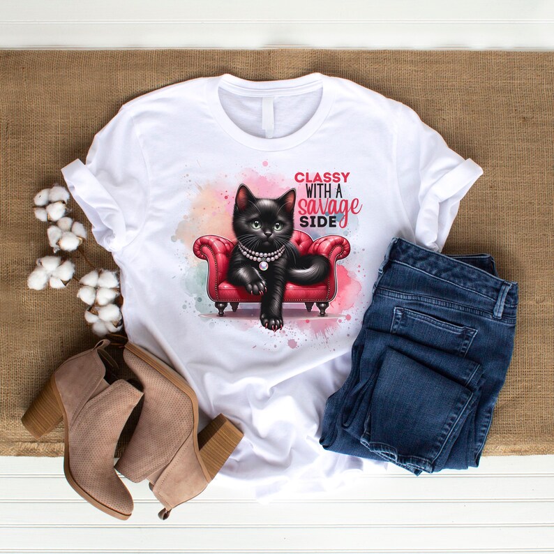 Classy With A Savage Side PNG, Cute but Fierce Black Cat JPG, Cute ...