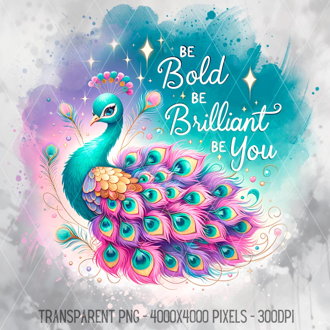 Inspirational Quote PNG, Watercolor Peacock Clipart, Peacock Printable ...