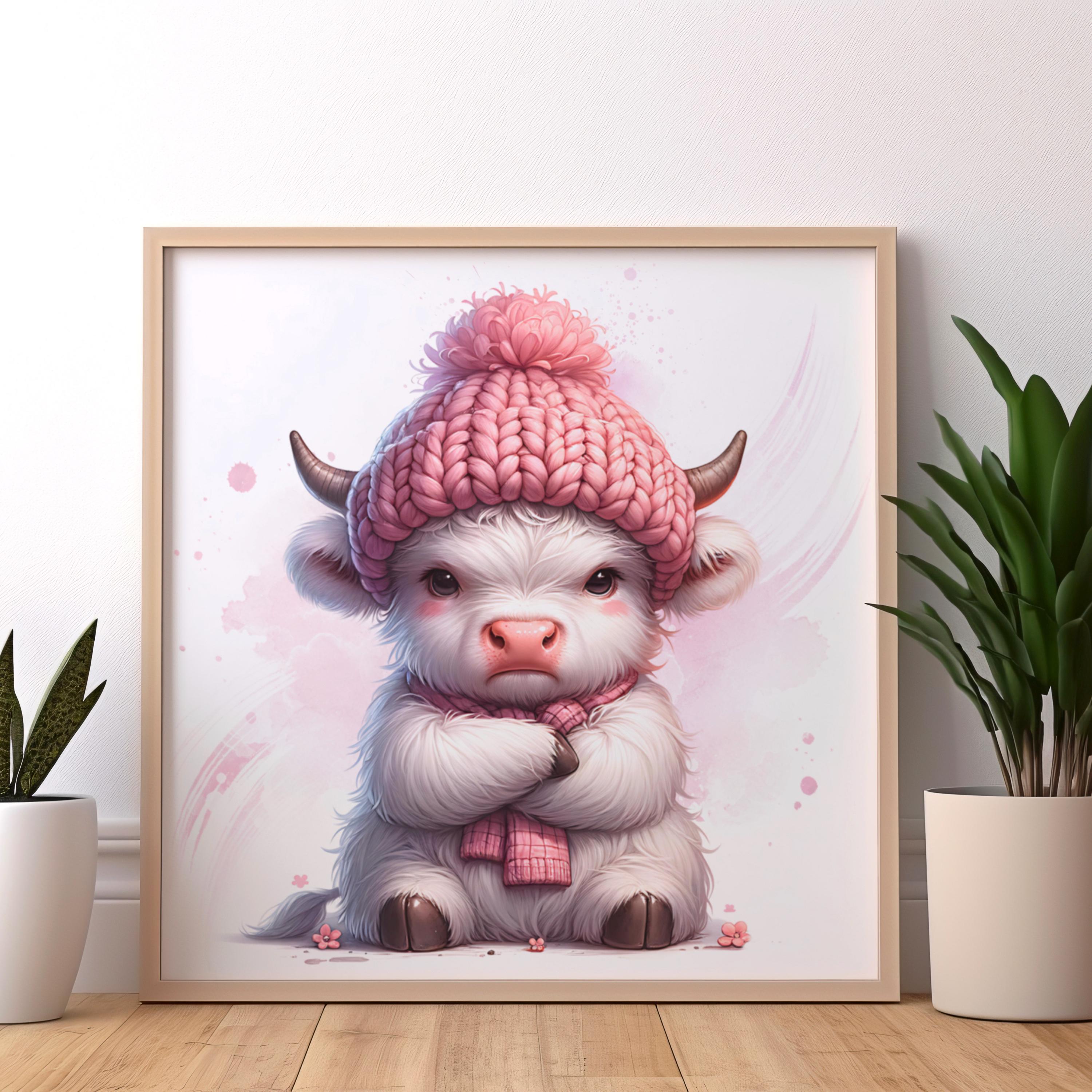 Grumpy Highland Cow PNG, Watercolor Calf Clipart, Cute Cow Printable ...