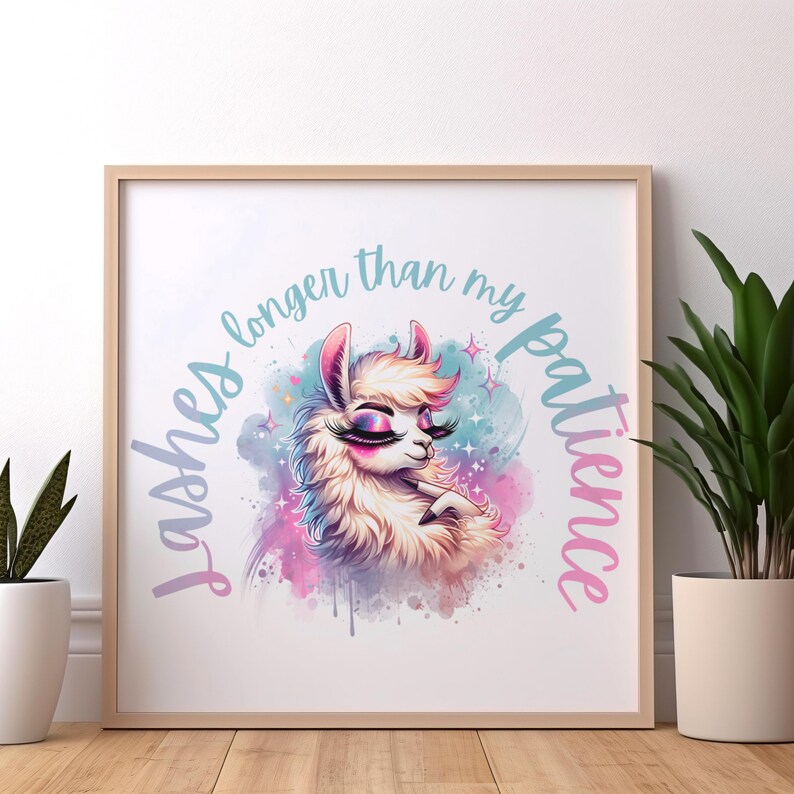 Lashes Longer Than My Patience PNG, Cute Llama PNG, Alpaca JPG, Funny ...