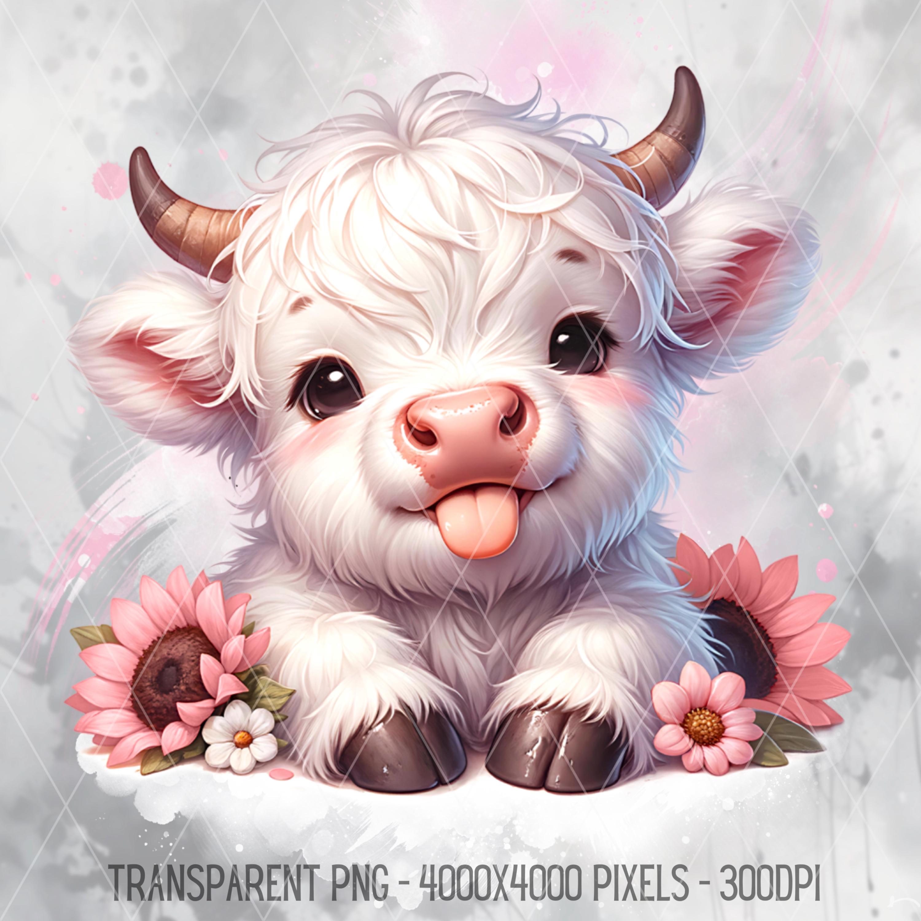 Cute Highland Cow Sticking Tongue Out PNG, Baby Highland Cow Png, Cute ...