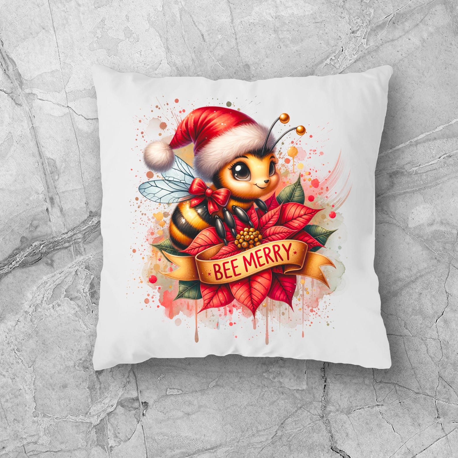 Bee Merry Christmas PNG, 4000px 300dpi Festive Bee Clipart, Transparent ...