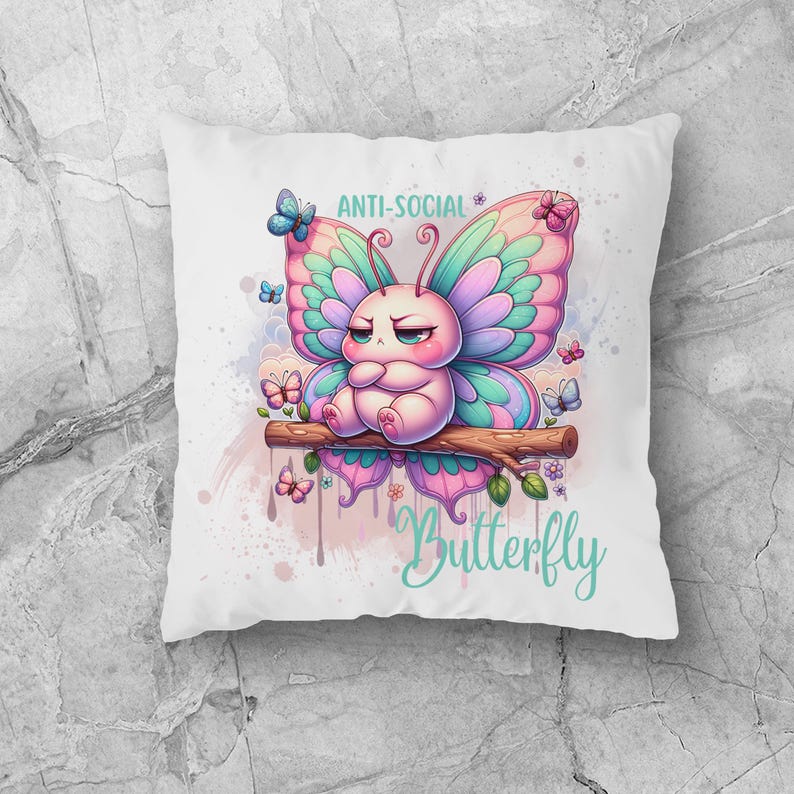 Anti-social Butterfly PNG, Cute Pastel Butterfly JPG, Sarcastic Clipart ...