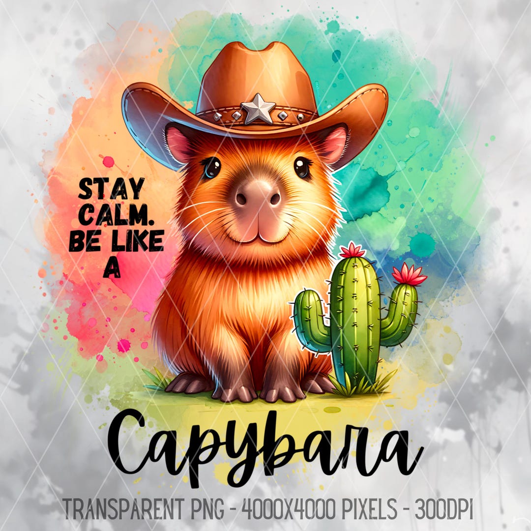 Cowboy Capybara PNG, Cute Western Animal Art JPG, Stay Calm Quote ...