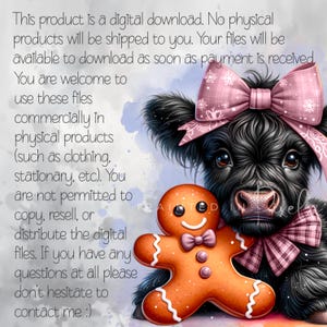 Watercolor Christmas Highland Cow Stamp Set for Procreate | 20 Festive ...