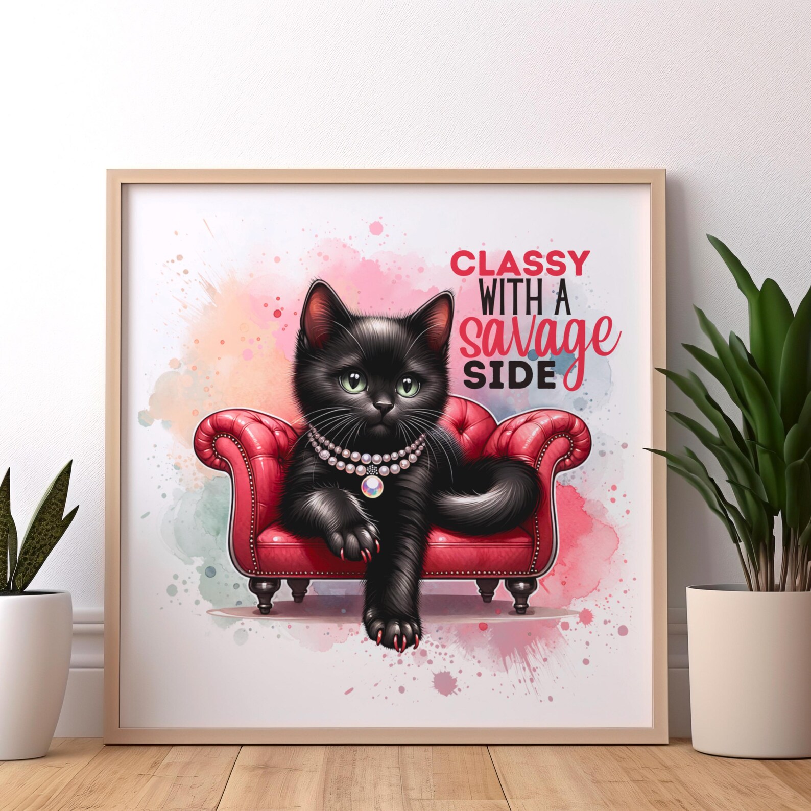 Classy With A Savage Side PNG, Cute but Fierce Black Cat JPG, Cute ...