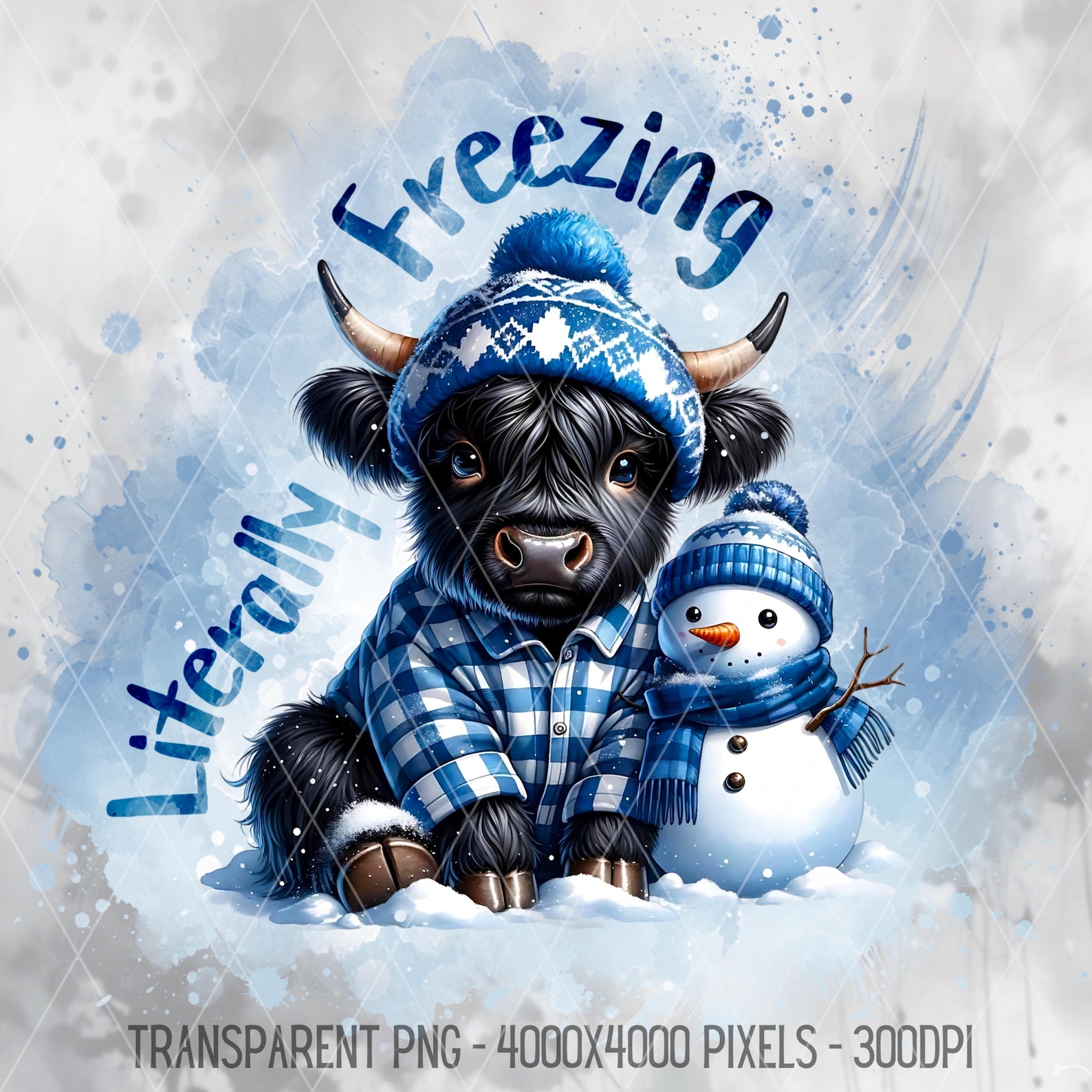 Cute Highland Cow PNG, Literally Freezing Png, Kawaii Cow Clipart ...