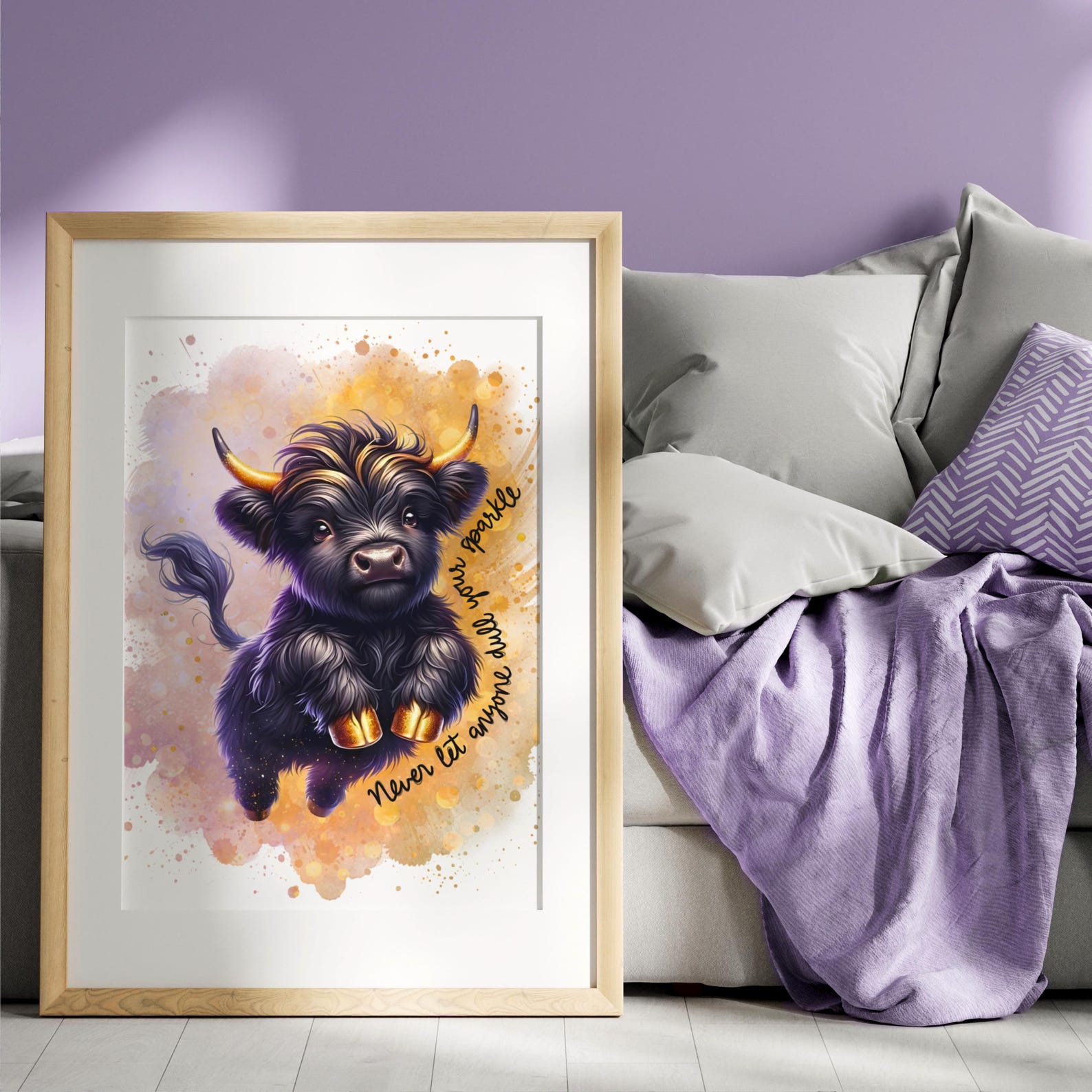 Never Let Anyone Dull Your Sparkle, Cute Highland Cow PNG, Positive ...