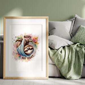 Nope Not Today PNG and Jpgs, Cute Sleepy Sloth Clipart, Cozy Sloth ...