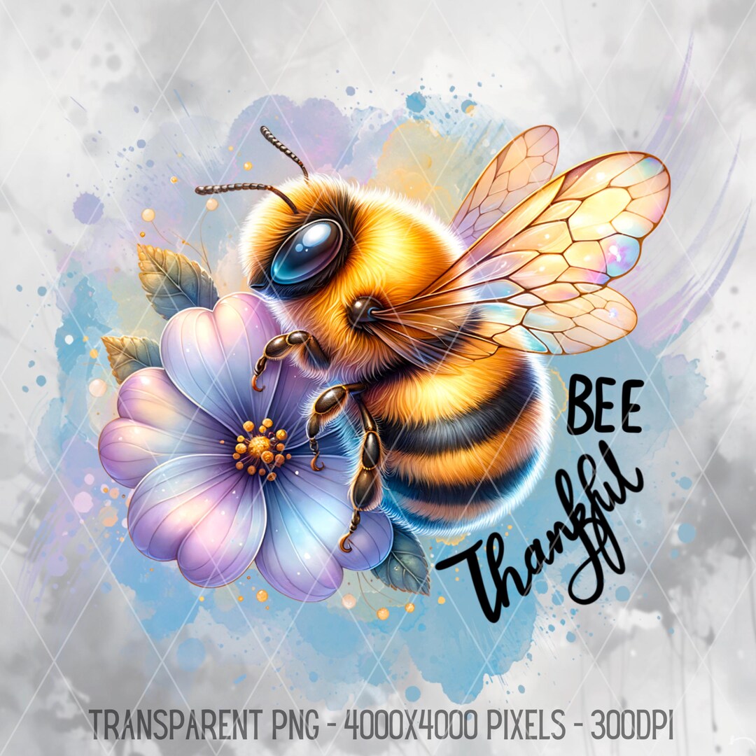 Bee Thankful PNG, Beautiful Watercolor Bee JPG, Cute Animals Clipart ...