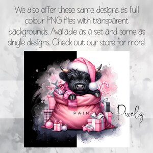 Watercolor Christmas Highland Cow Stamp Set for Procreate | 20 Festive ...