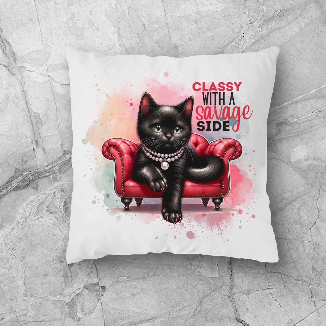 Classy With A Savage Side PNG, Cute but Fierce Black Cat JPG, Cute ...