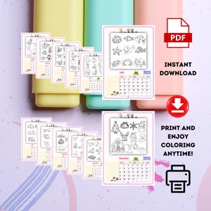 Printable 2025 Kids Monthly Calendar With Fun Coloring Pages A4 Size ...