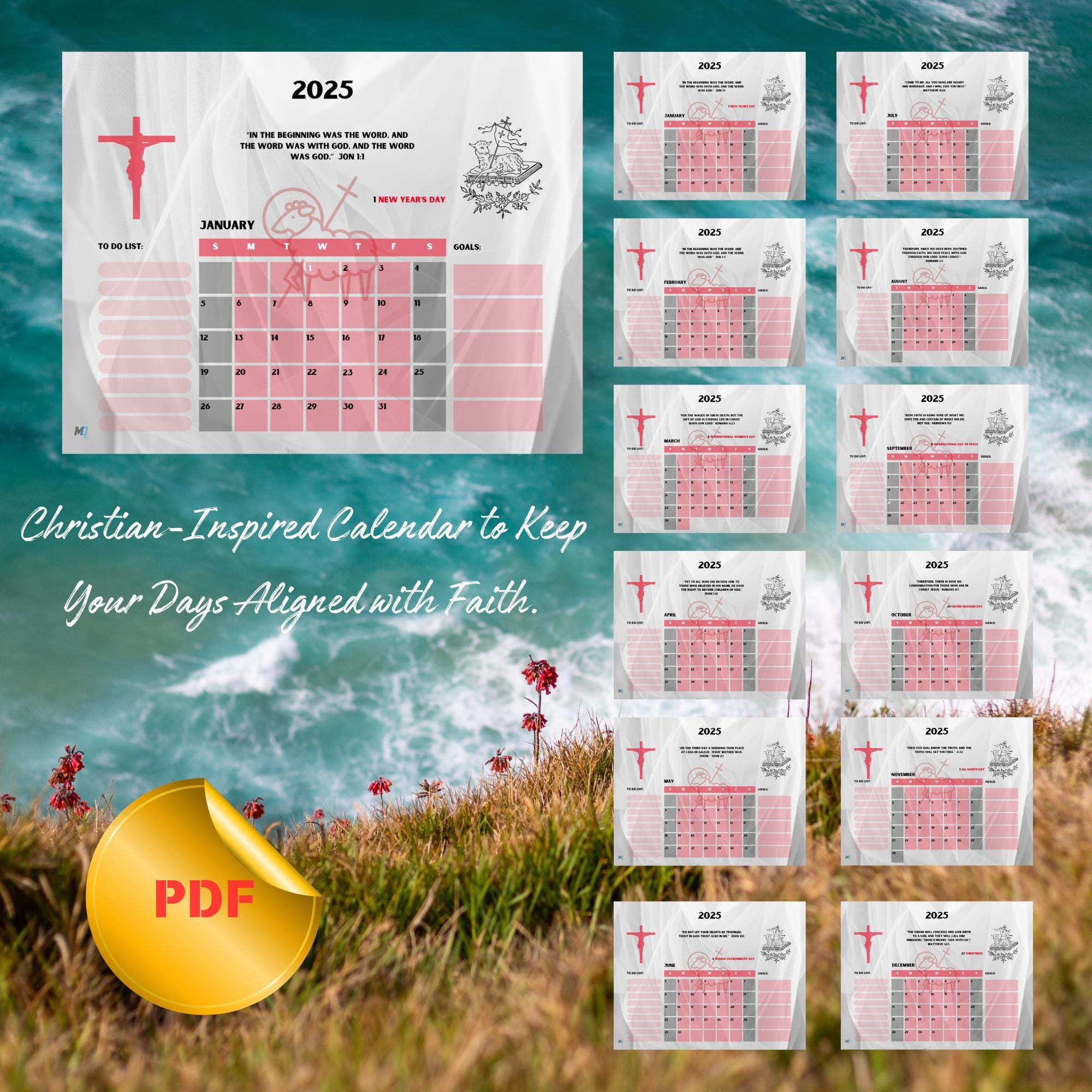 2025 Christian Monthly Calendar | Digital Download | Faith-inspired ...
