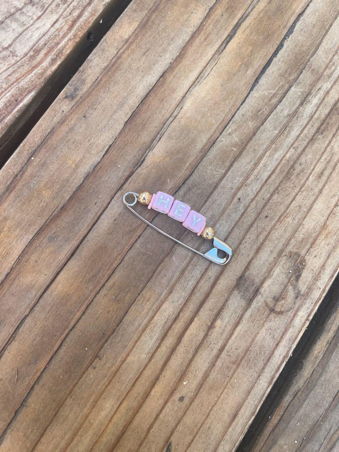 Hey Pink Beaded Pin. - Etsy