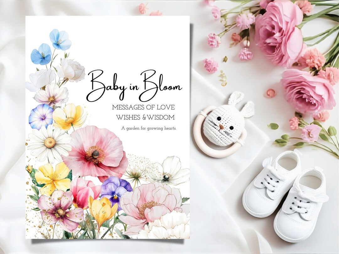 Floral Baby in Bloom Guest Book, Wildflower Baby Shower Message Book ...