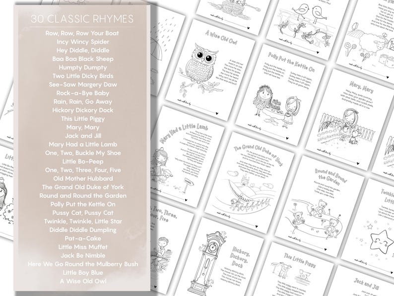 Baby’s First Nursery Rhyme Guestbook Shower Activity Keepsake, 30 Hand ...