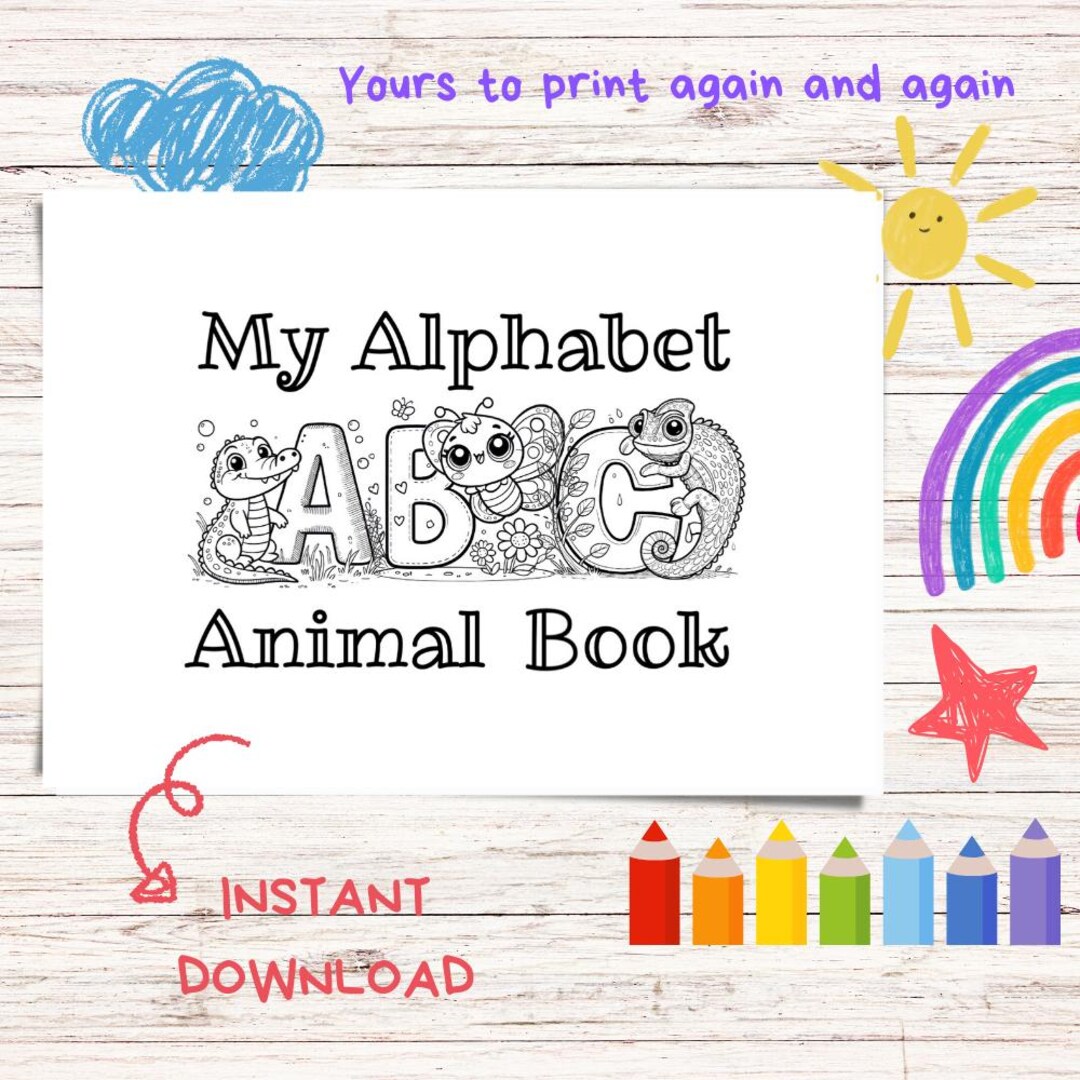 ABC Animal Adventures: A Cute Alphabet Coloring Book for Kids - Etsy