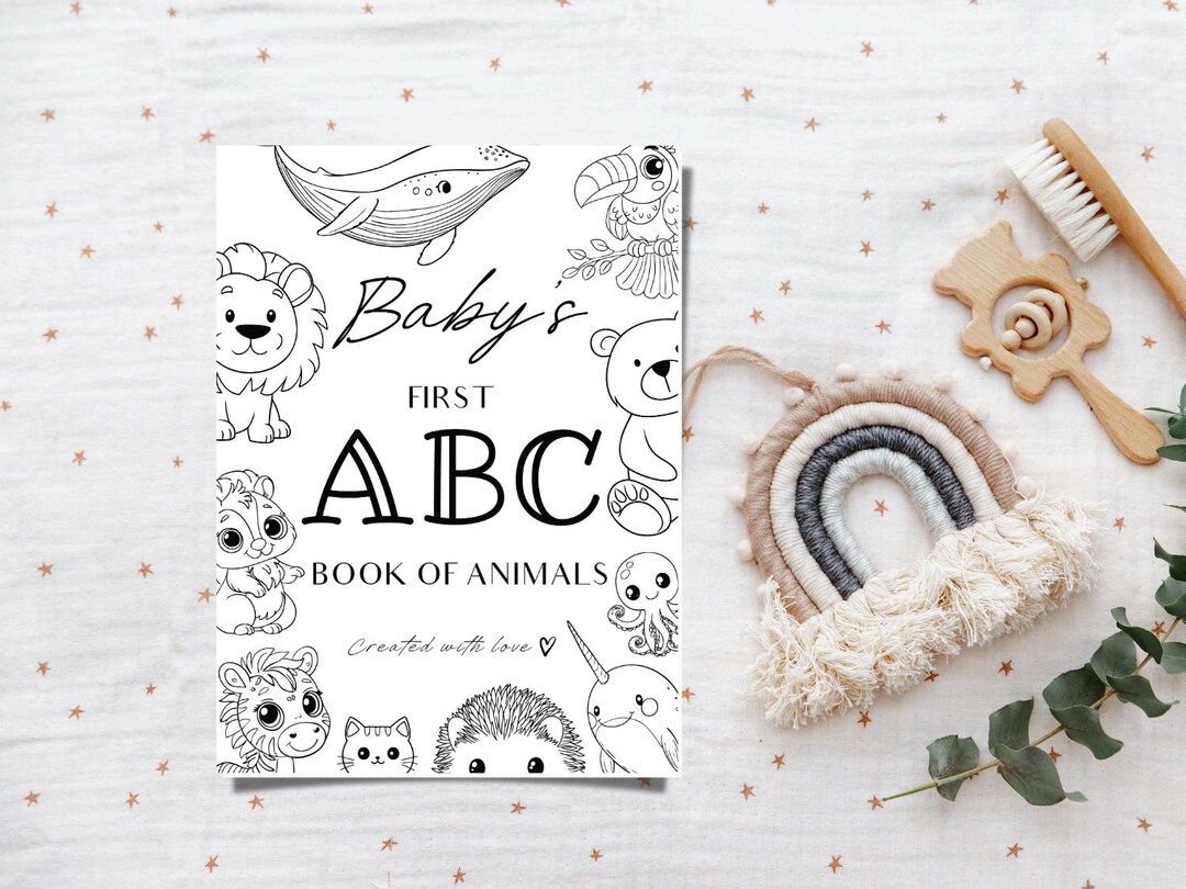 ABC Animal Coloring Book: Baby Shower Guest Book Alternative (US + A4 ...