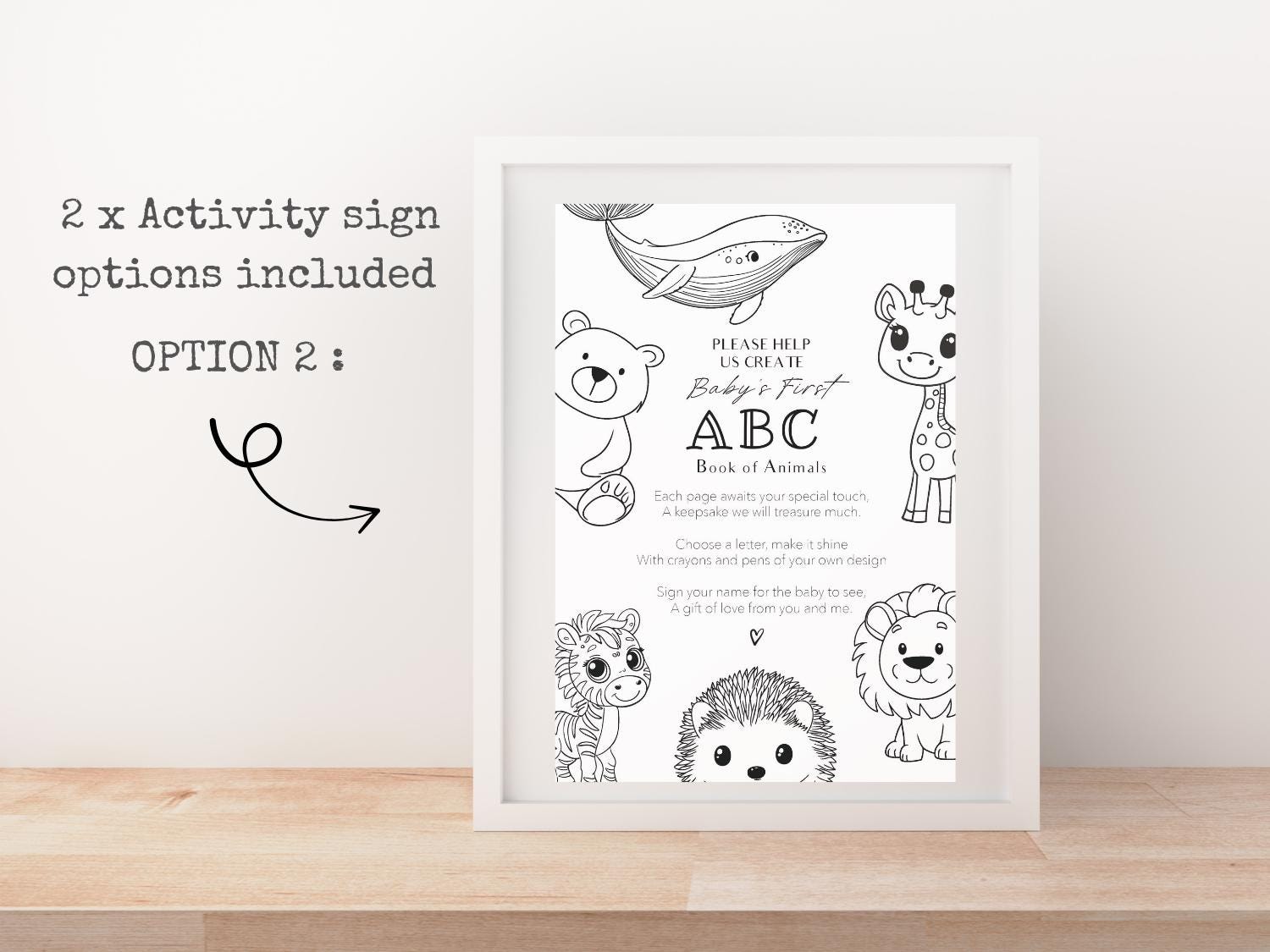 ABC Baby Shower Animal Coloring Book Memorable Game - Guest Book ...