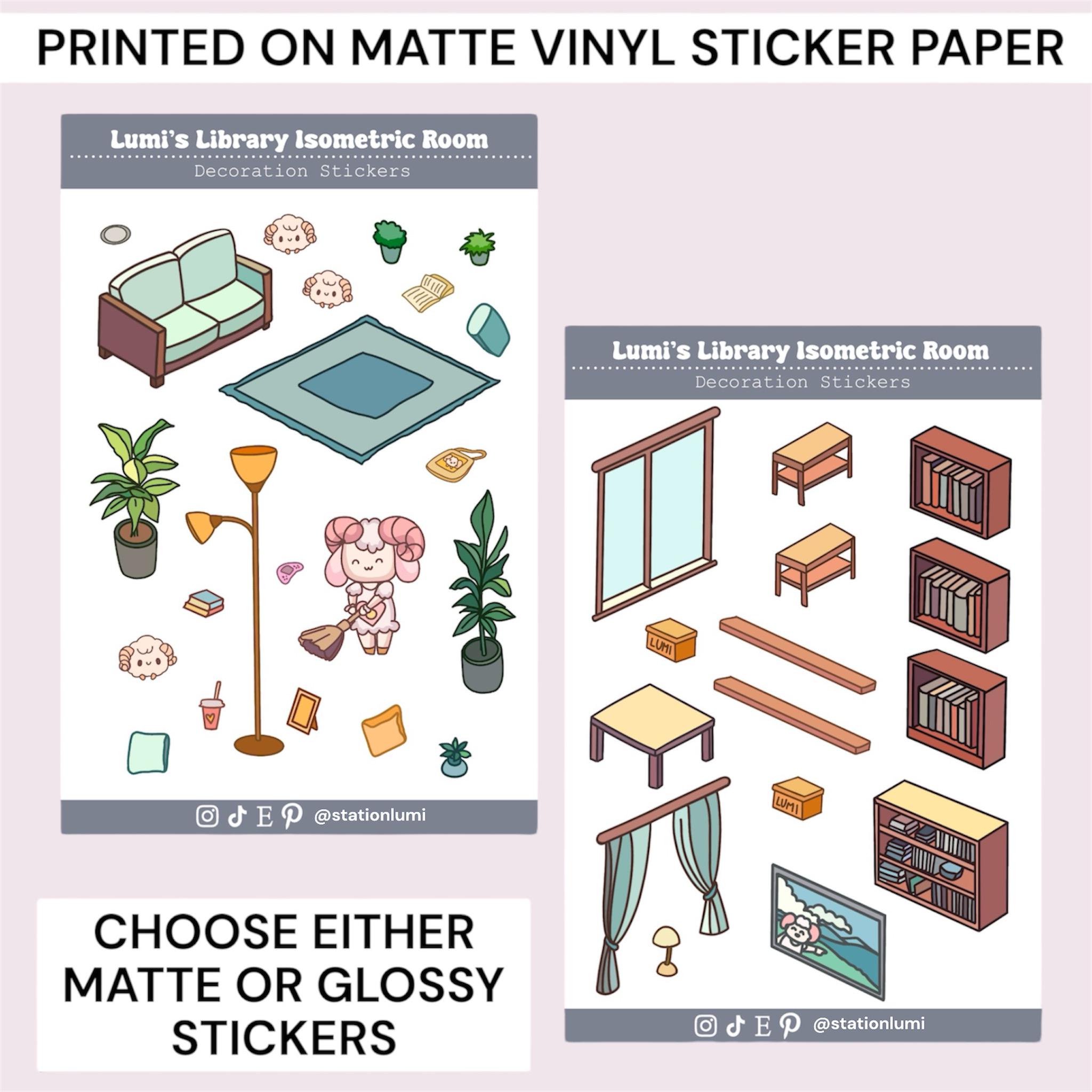 Isometric Library Room Stickers: 3D Cozy Cottage Decals (38pc) - Etsy
