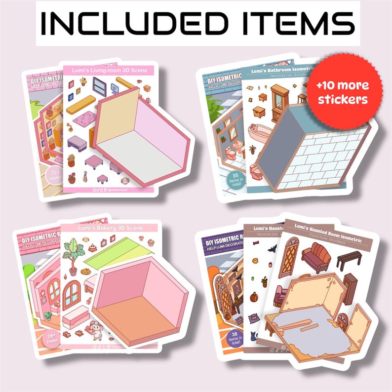 Isometric Room Stickers Iso 4 Pack House Designer, Interior Design ...