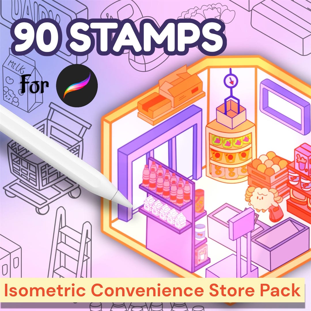 90 Convenience Store Isometric Stamps for Procreate (brushset) - Etsy