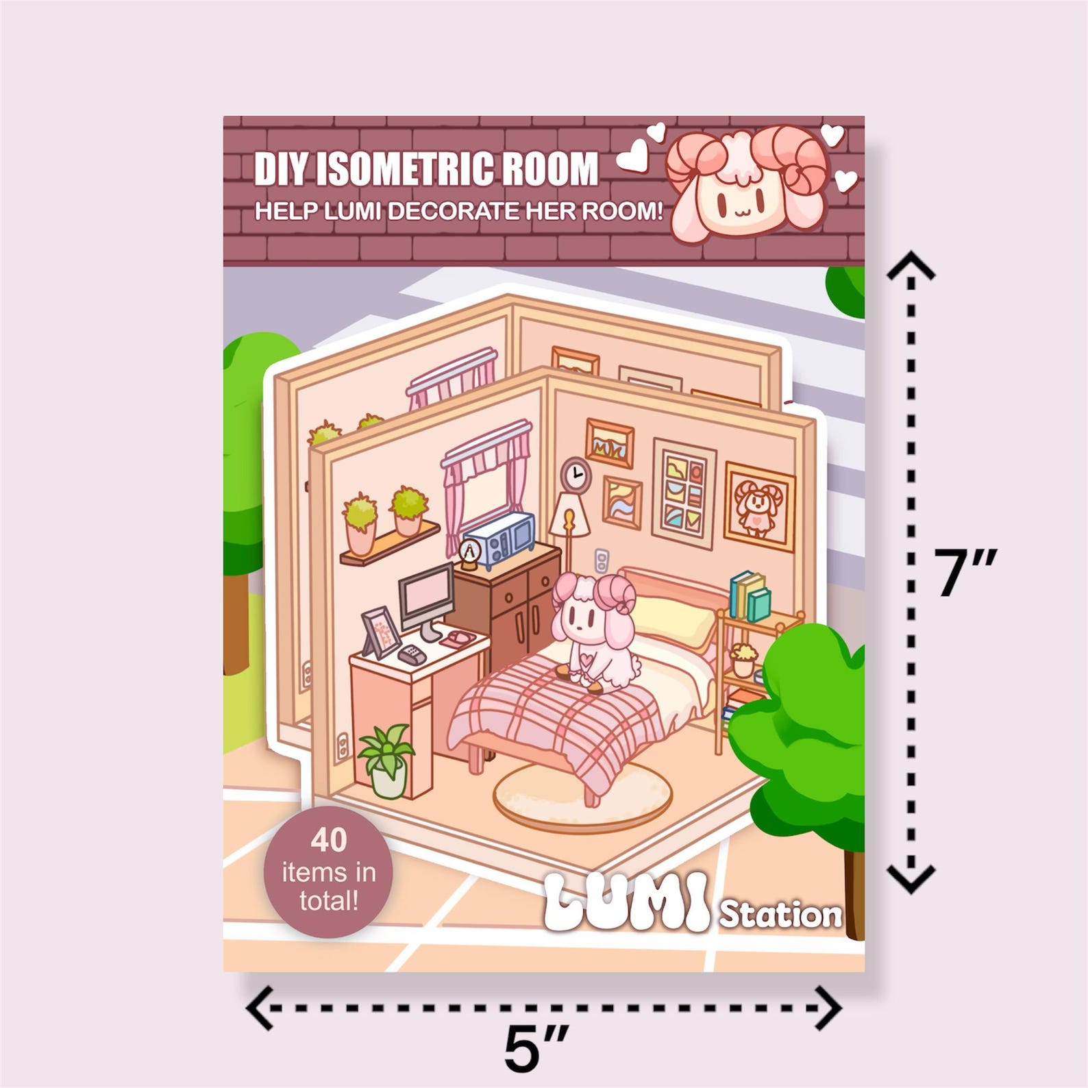 Isometric Room Stickers: Cozy Cottage Interior Design Decals | Settings ...