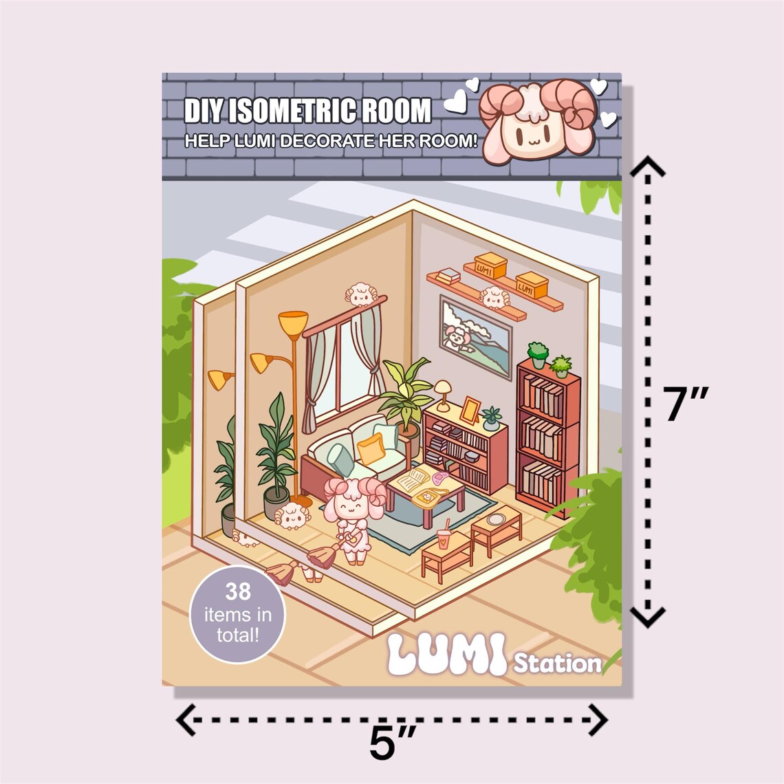 Isometric Library Room Stickers: 3D Cozy Cottage Decals (38pc) - Etsy