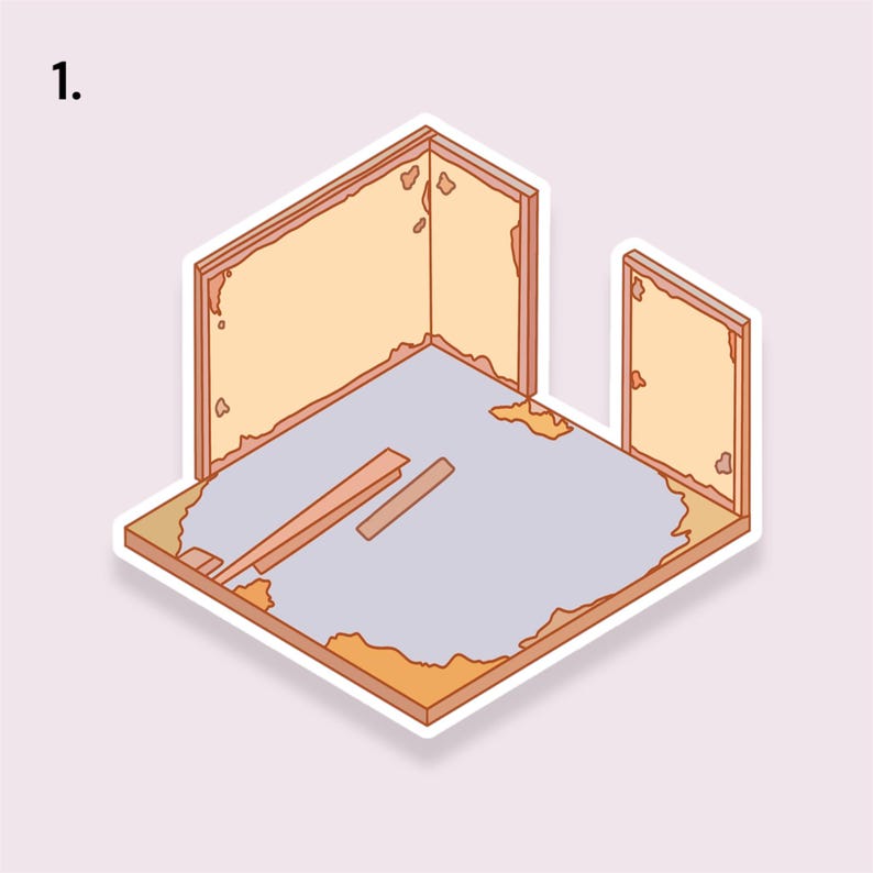 Isometric Room Stickers: DIY Miniature Scene Decals - Etsy