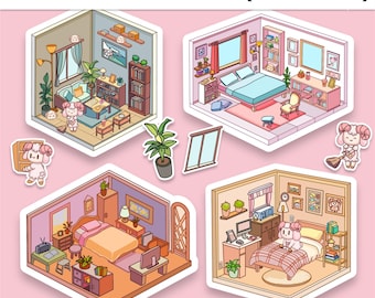 Isometric Room Stickers Iso 4 Pack House Designer, Interior Design ...