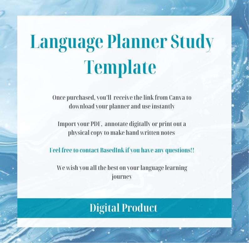 Language Learning Planner, Printable Study Journal, Language Study ...