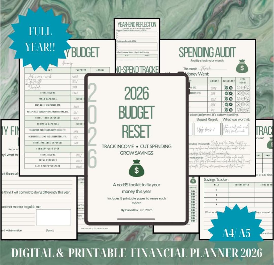 2026 Budget Planner Printable, Financial Planner PDF, Expense Tracker ...