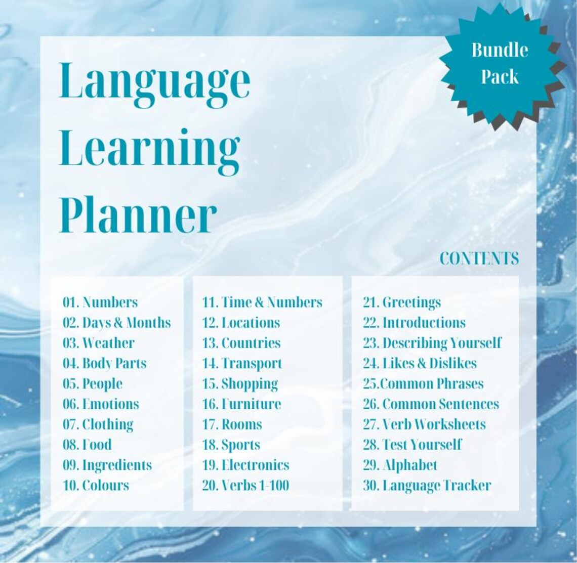 Language Learning Planner: Printable Study Journal, Language Study ...